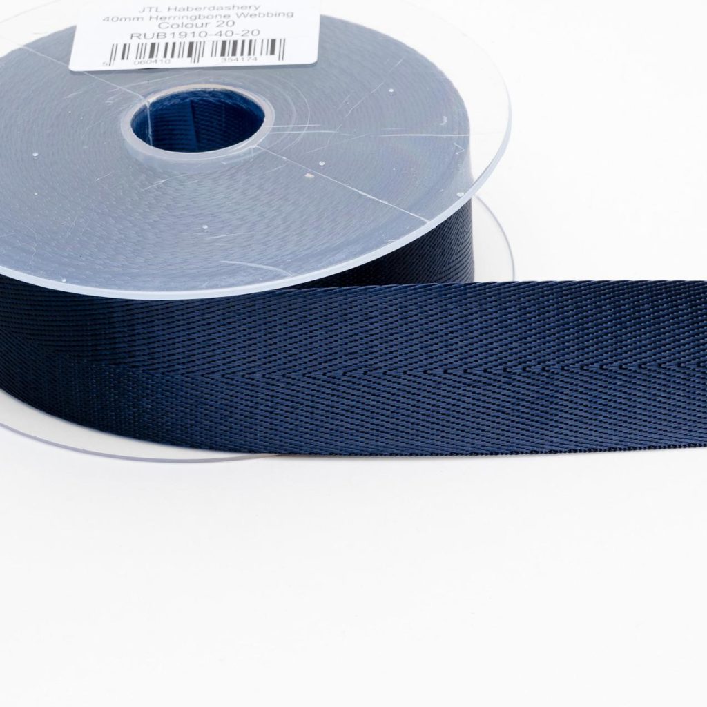 40mm Shiny Herringbone Webbing Navy – Sew Hot