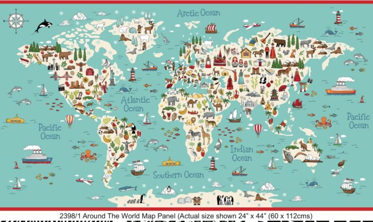 Around The World World Map Panel – Sew Hot